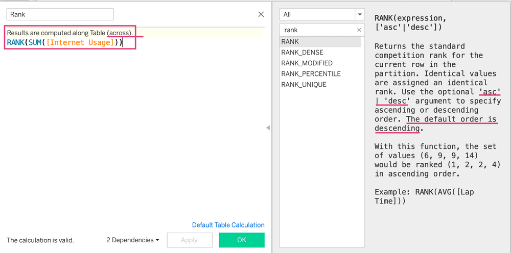 Using Rank() and Table Calculations in Tableau - The Information Lab